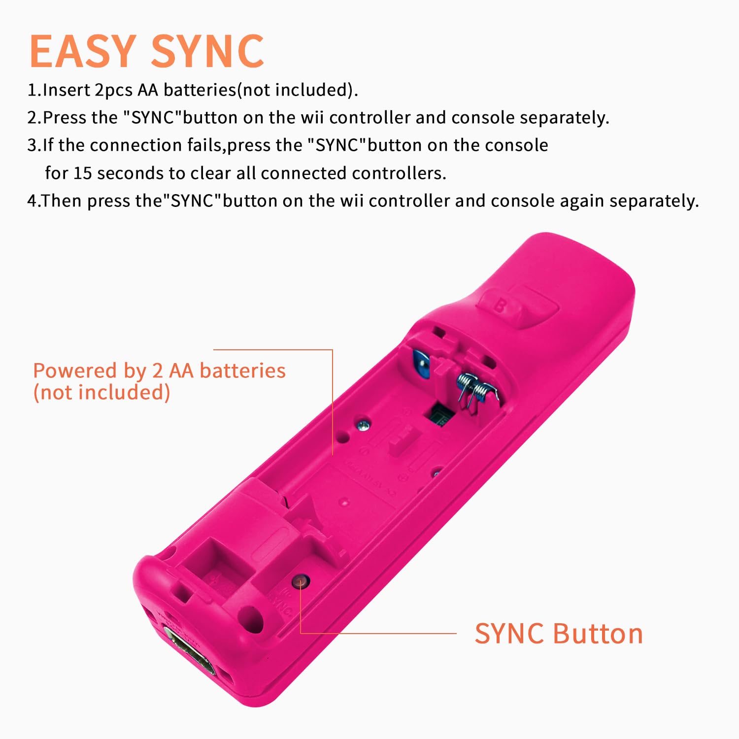 QUMOX Controller for Ntdo Wii, Built in Motion Plus Remote and Nunchuck Controller Compatible with Wii and Wii U + Silicon Case Pink