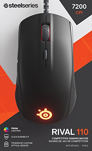 SteelSeries Rival 110 Gaming Mouse - 7,200 CPI TrueMove1 Optical Sensor - Lightweight Design - RGB Lighting