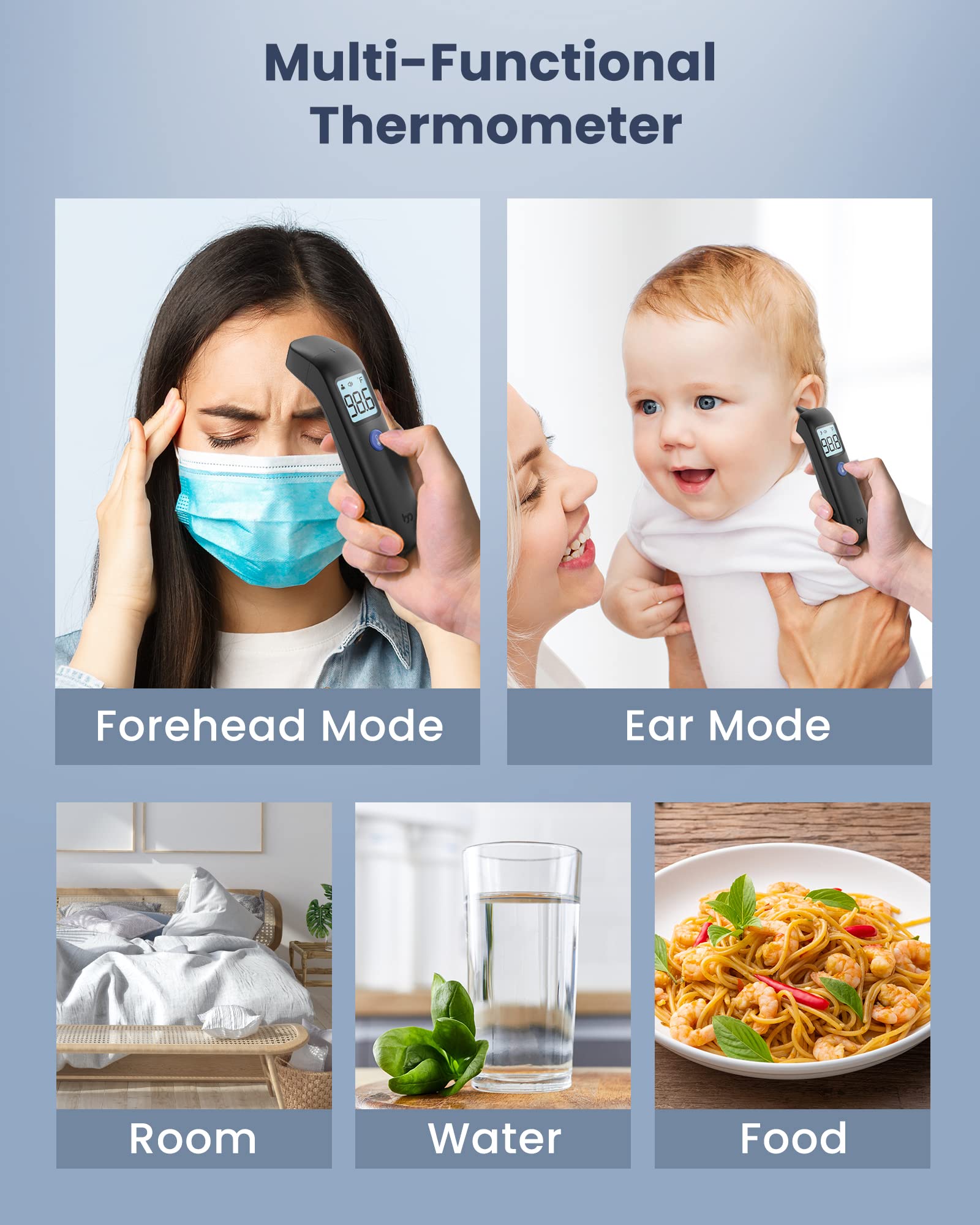 Digital Ear and Forehead Thermometer, No Touch Thermometer for Adults, Kids, Toddlers, Infrared Temporal Thermometer, 1 Second Reading, FSA HSA Eligible