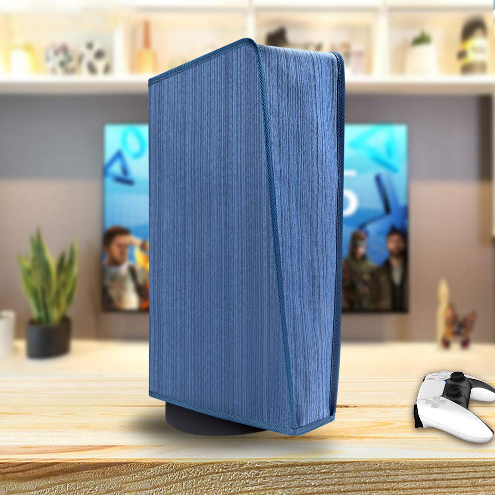 SHIYETA Dust Cover Soft Thick Cover Sleeve for Playstation 5 Console Digital Edition & Regular Edition, Anti Scratch Waterproof Cover Sleeve -Easy Access Cable Port (Blue)