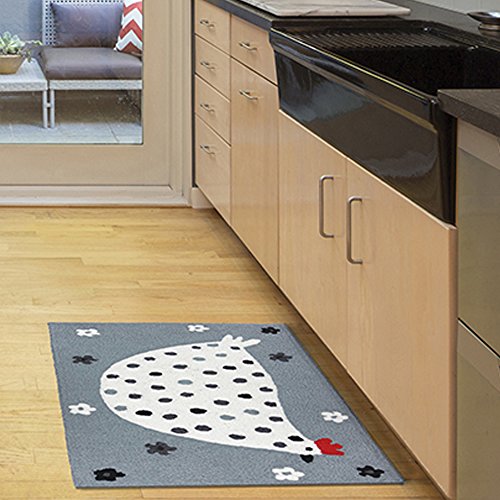 Jellybean Cool Grey Chick Kitchen Décor Indoor/Outdoor Washable 21" x 33" Accent Rug