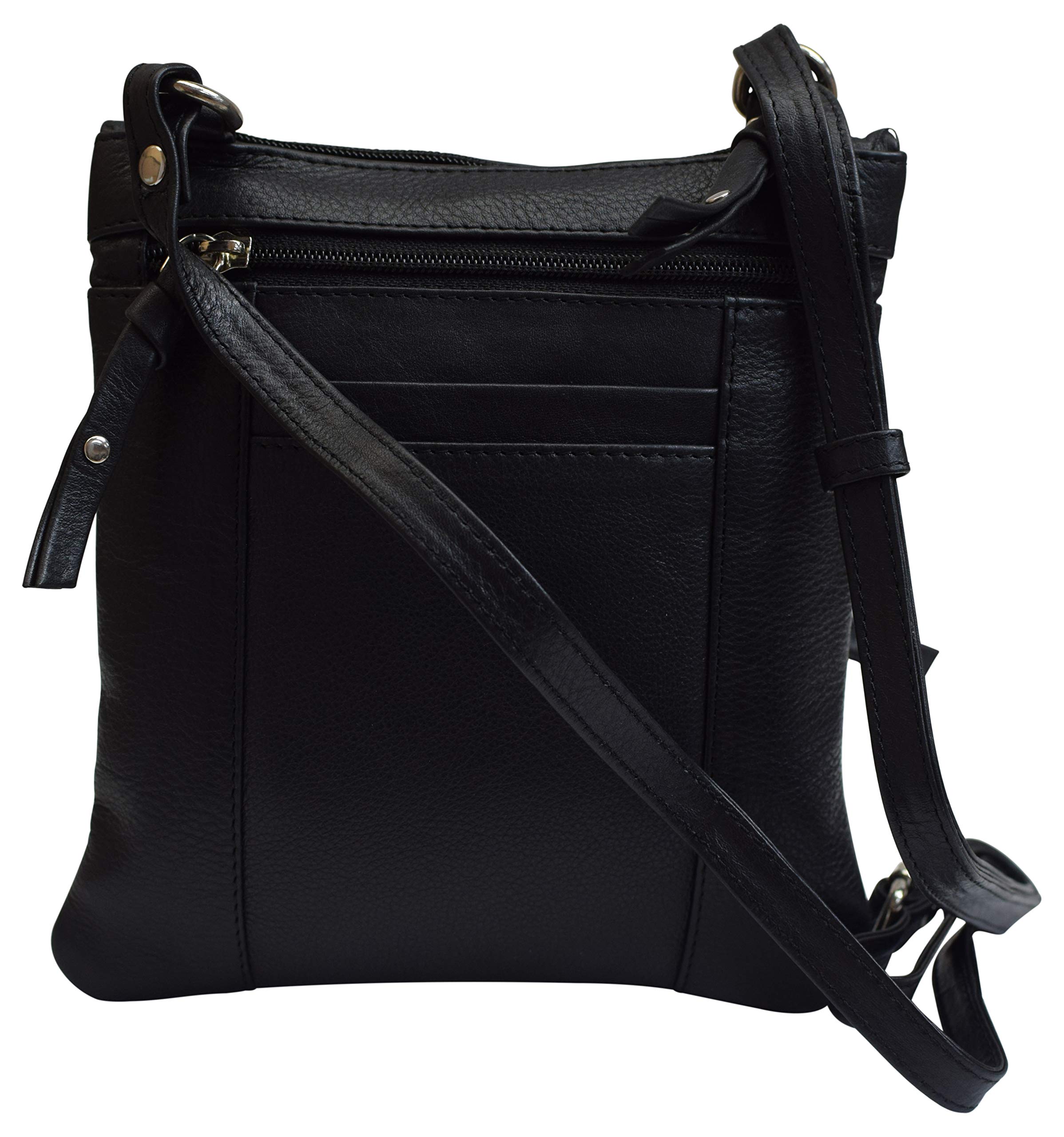 Women's Purse Crossbody Handbag Premium Genuine Leather Shoulder Bag Luxury Gift for Ladies (Black)