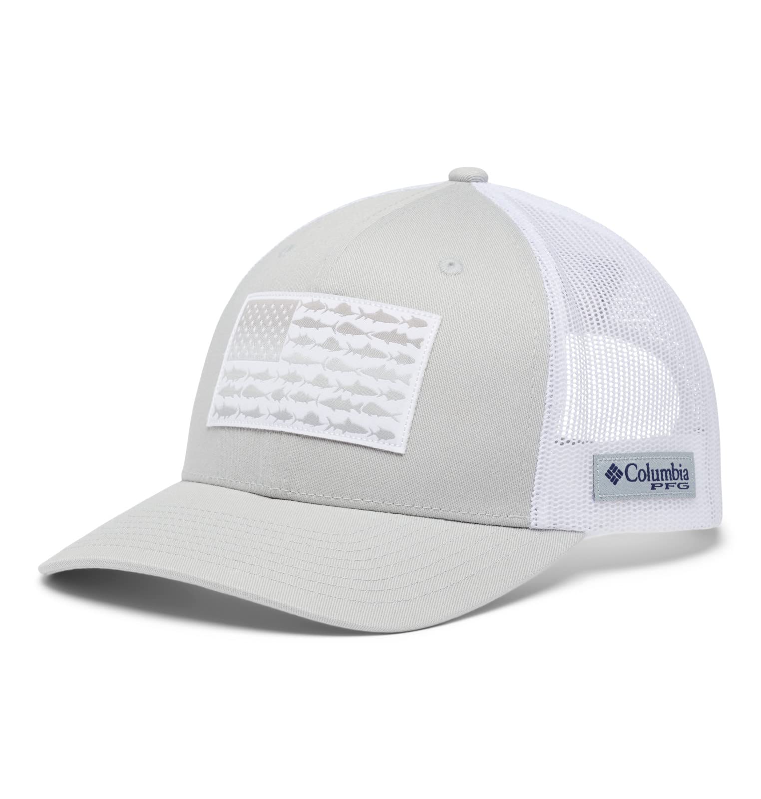 Columbia Unisex PFG Fish Flag Mesh Snap Back - Low, Cool Grey/White, One Size