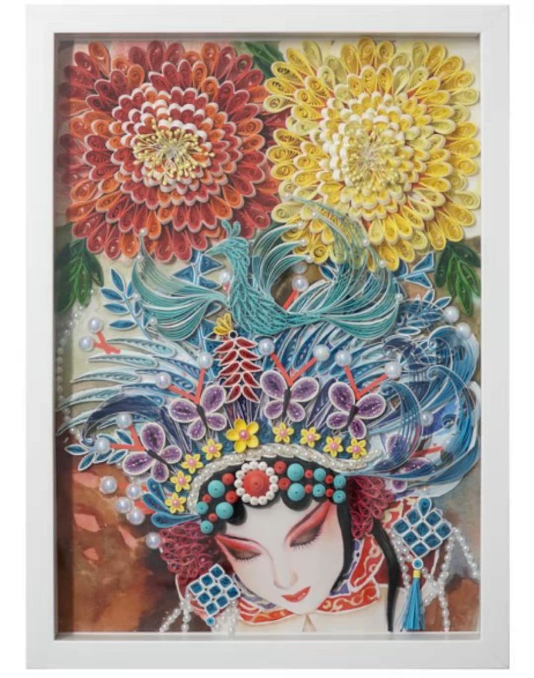 Chinese Style Wall Decor Quilling Artwork Framed in Shadow box
