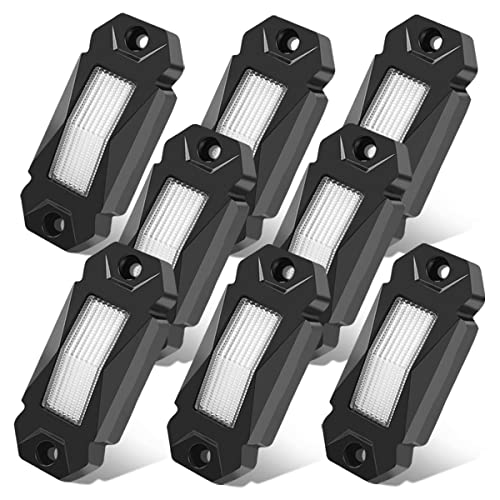 LEDMIRCY R2 White LED Rock Lights 8PCS for JE-EP Trucks Off Road ATV UTV SUV RZR Pure White Under Body Light Super Bright High Power Under Glow Light Trail Rig Lights Waterproof for Car Auto Boat