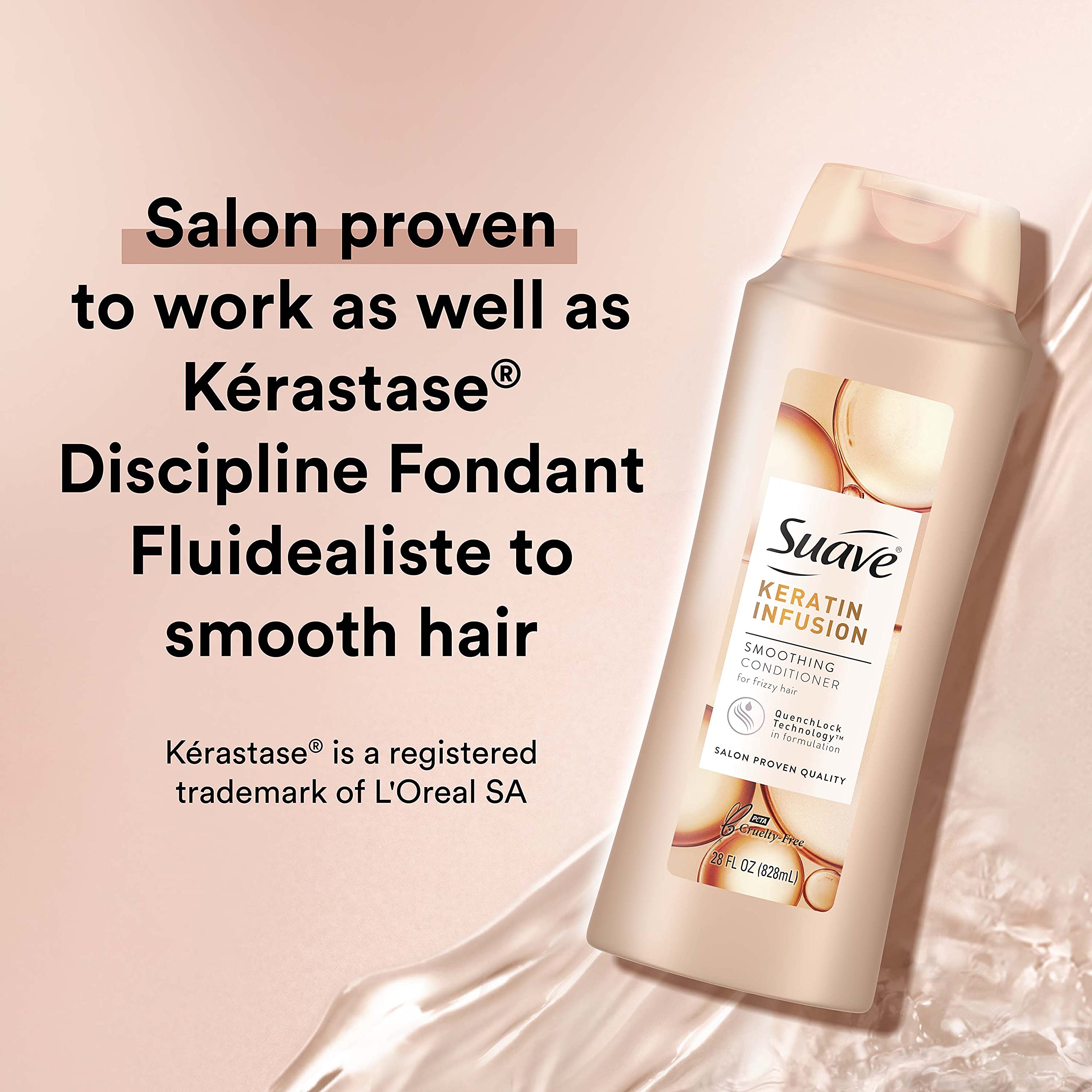 Suave Professionals Smoothing Conditioner For Dry Hair Keratin Infusion Hair Conditioner with 48-hour Frizz Control, 28 Ounce (Pack of 4)