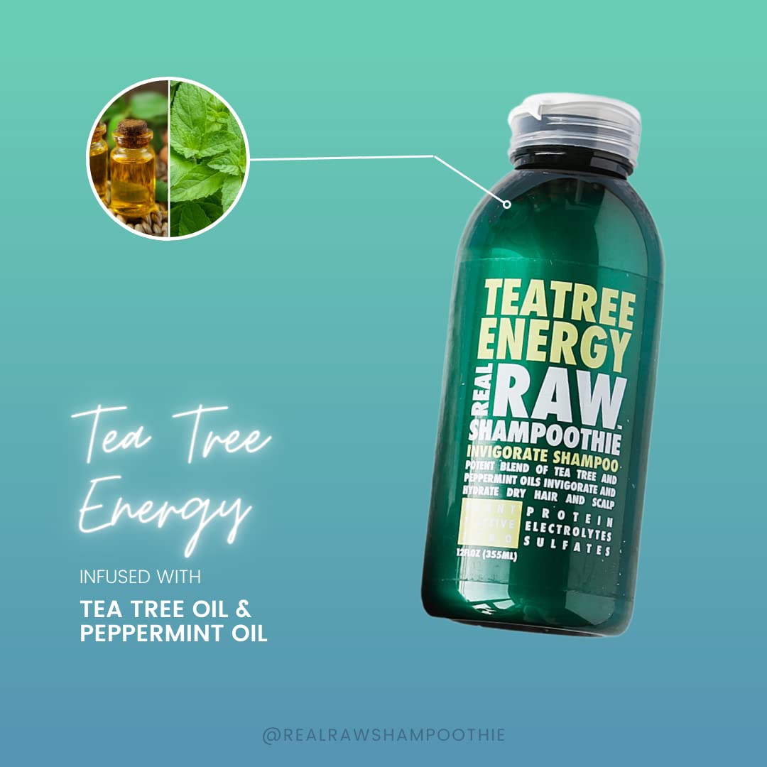 Real Raw Tea Tree Shampoo & Conditioner set - Cleanse, Hydrate + Invigorate - No Water 100% Pure Aloe Juice & Coconut Water - Sulfate & Paraben Free