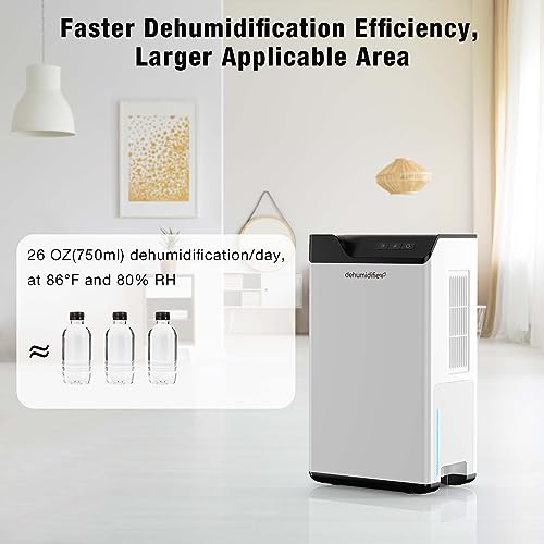 Dehumidifier for Home with Drain Hose, 68OZ Water Tank, Dual Semiconductor, Auto Shut off, Auto Defrost,Portable Dehumidifier for Bedroom, Bathroom, RV, Basement, Closet
