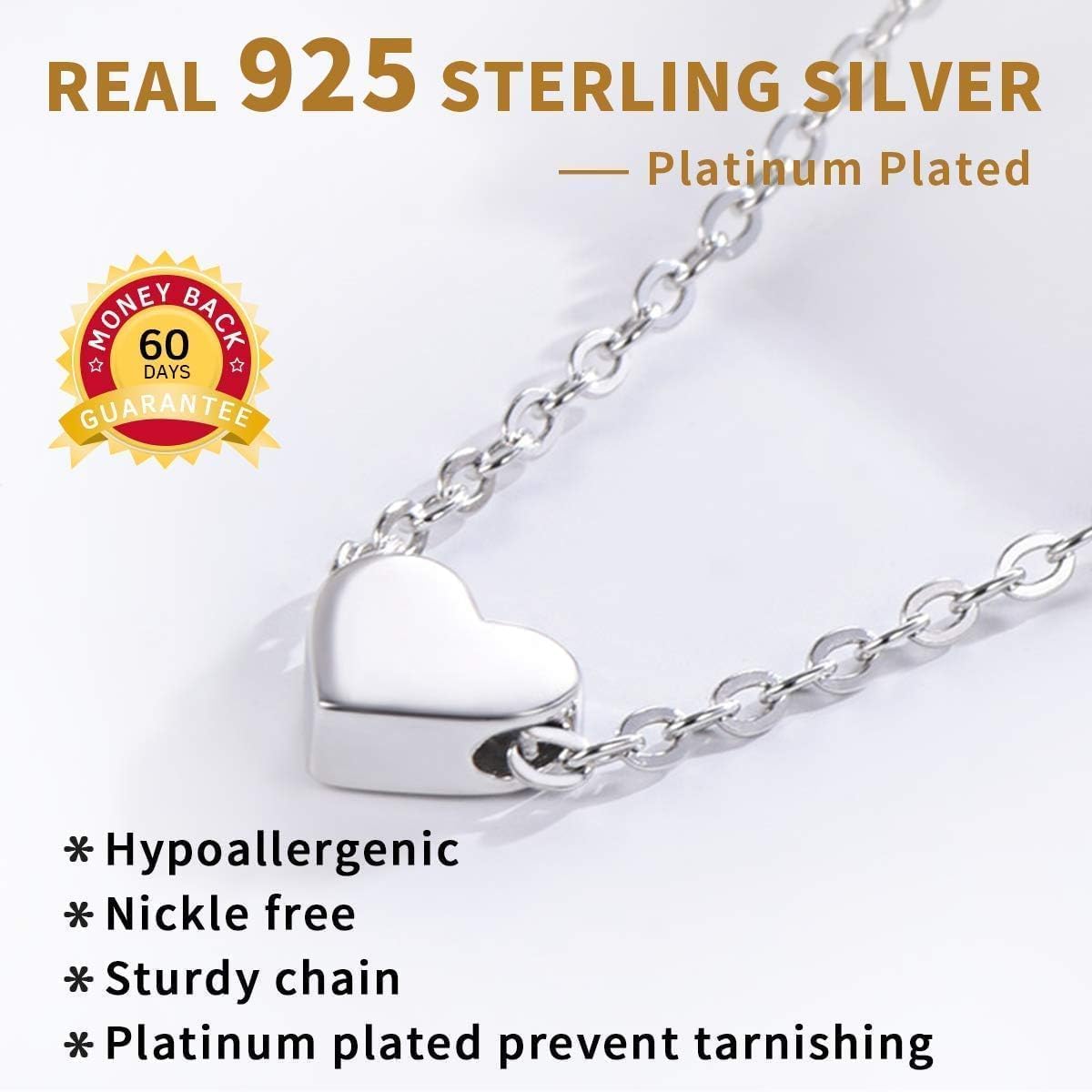 ChicSilver 925 Sterling Silver Necklace for Women Tiny Small Heart Necklace Endlessness Love Dainty Necklace - 16"