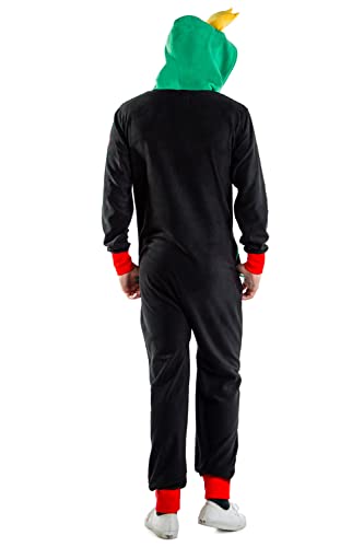 Tipsy Elves Men's Christmas Game Cozy Jumpsuit - Cozy Christmas Tree Onesie w/Velcro Balls : XL