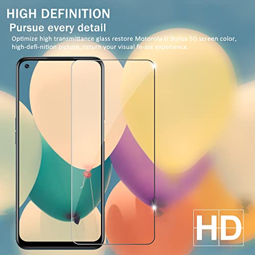 MOTO G Stylus 5G Premium Tempered Glass + Camera Lens Protectors By YEYEBF, [2 + 2 Pack] [Anti-scratch] [3D Glass] [Case-Friendly] Screen Protector