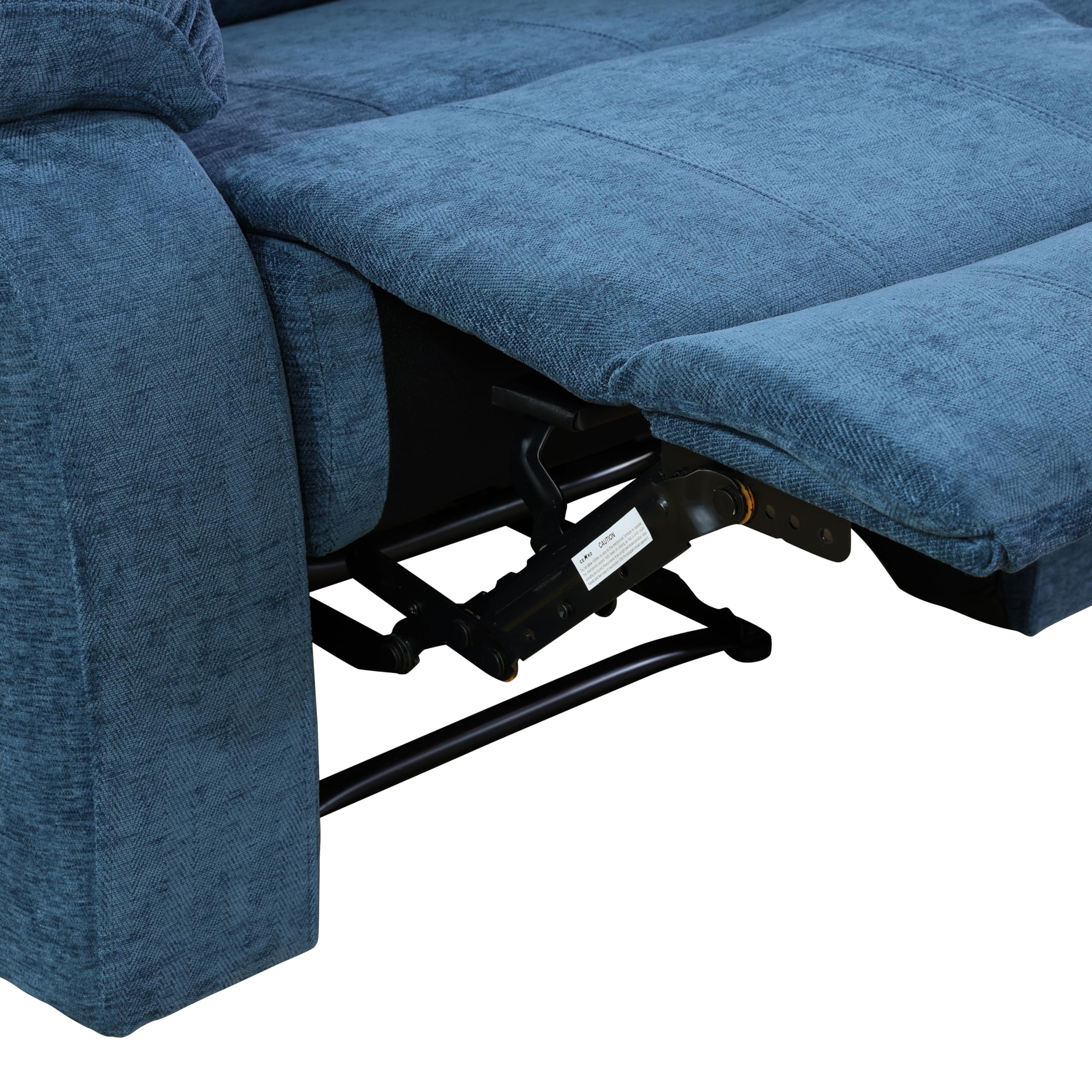 SIENWIEY Blue Linen Fabric Reclining Sofa for Living Room Furniture, Double Recliner Loveseat 2 Seats Couch with Storage Console/Two Cup Holders/Linen Fabric