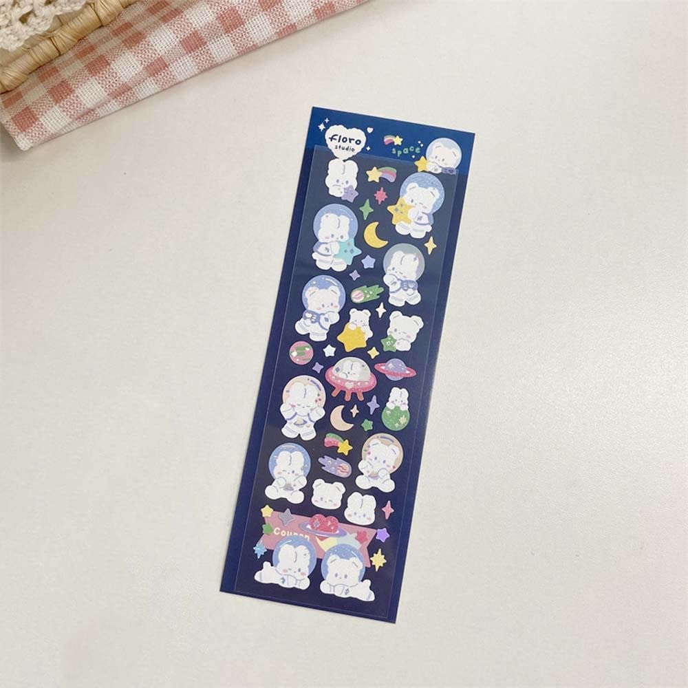 Cute Cartoon Bear Decoration Stickers,Kawaii Aesthetic Stationery Sticker,for Kpop Photocards Planners Gift Packing Scrapbooking(C)