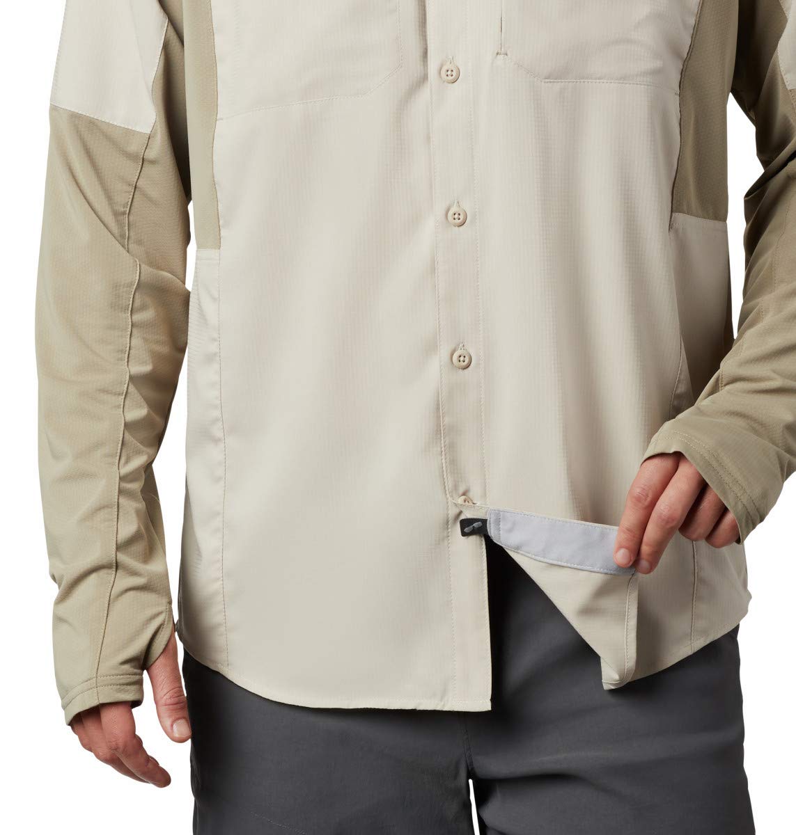Columbia Men's Silver Ridge Lite Hybrid Shirt, Fossil/Tusk, Large