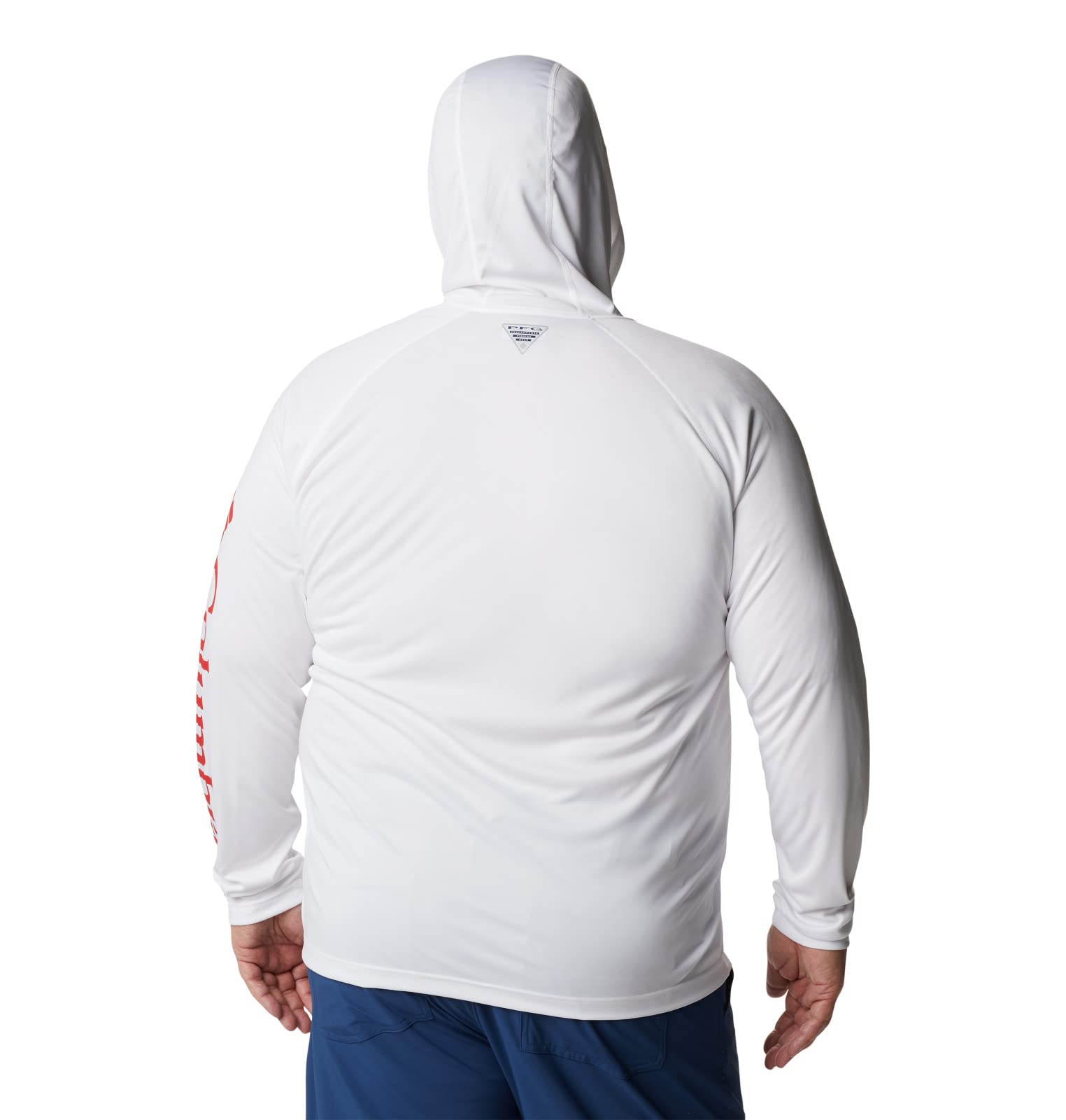Columbia Men's Terminal Tackle Hoodie, White/Red Spark Logo, Medium