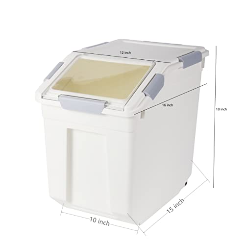 Flour Storage Container 25 lb with Wheels Seal Locking Lid PP Pack-6
