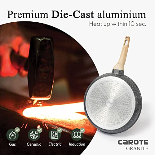 CAROTE Kitchen Cookware Sets, Nonstick Pots and Pans Set 11 Pcs Nonstick Pot, Cookware, Frying Pans (Granite, induction cookware)