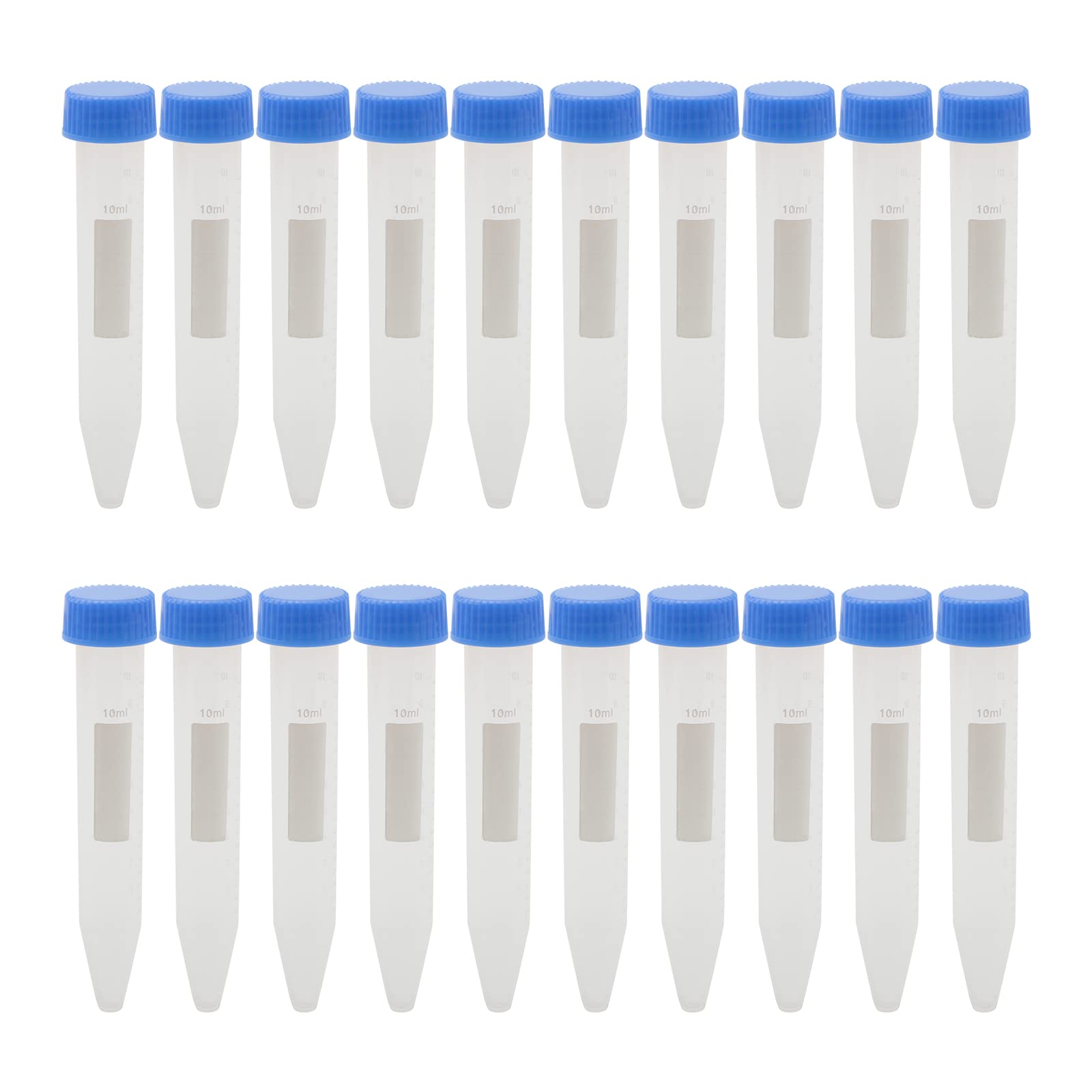 Kesell 10ml Centrifuge Tube Conical Bottom Blue Screw Cap with Clear Graduation and Writing Area, Pack of 20