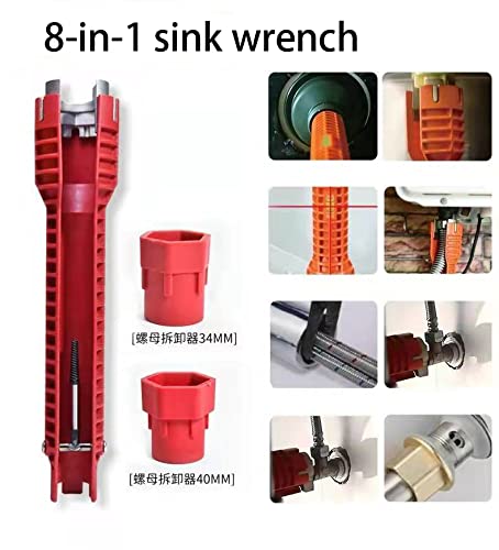 dsdzkj 8-in-1 Sink Wrench, Basin Wrench is a Multi-purpose Tool for The Kitchen, Bathroom, Toilet, and Narrow Space Under