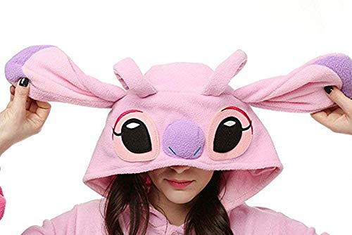 Stitch Onesie Halloween Costumes Plush One Piece Cosplay, Pink, Size Large