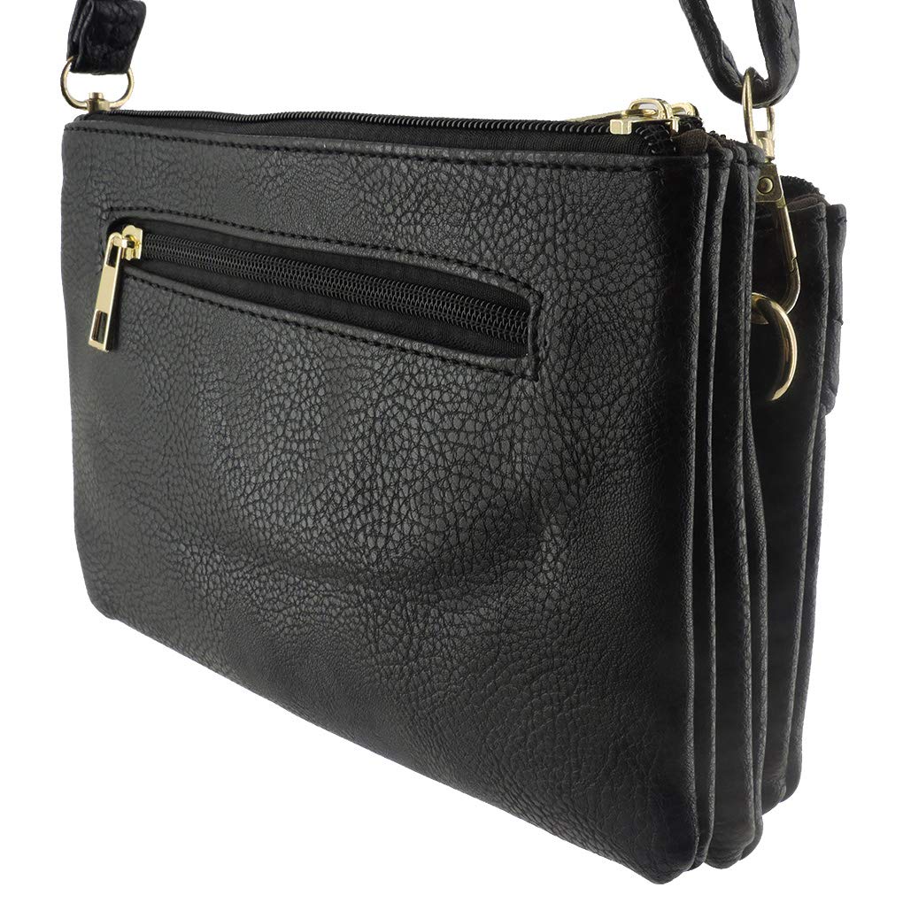 Silver Fever Fashion Crossbody - Hipster Mini Purse - Indie Designed Handbag (Black Accordion)