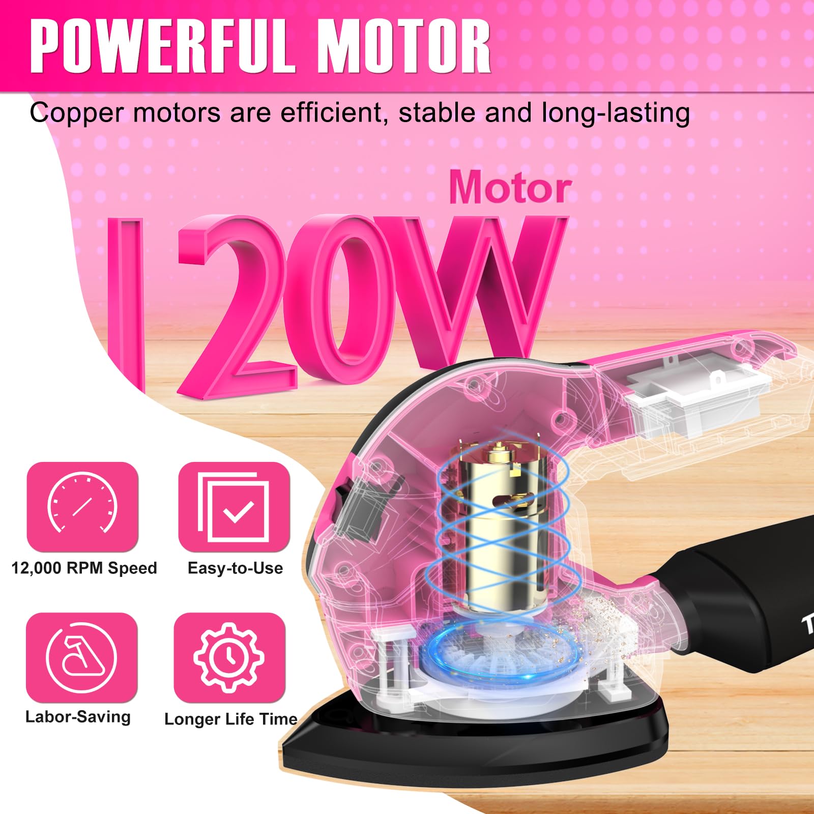 Cordless Detail Sander - 20V Electric Hand Sander with 22Pcs Sandpapers, 12000 RPM Mouse Sander with Dust Bag, Compact Palm Sander Tool for Tight Spaces Woodworking, 2.0Ah Battery and Charger Included