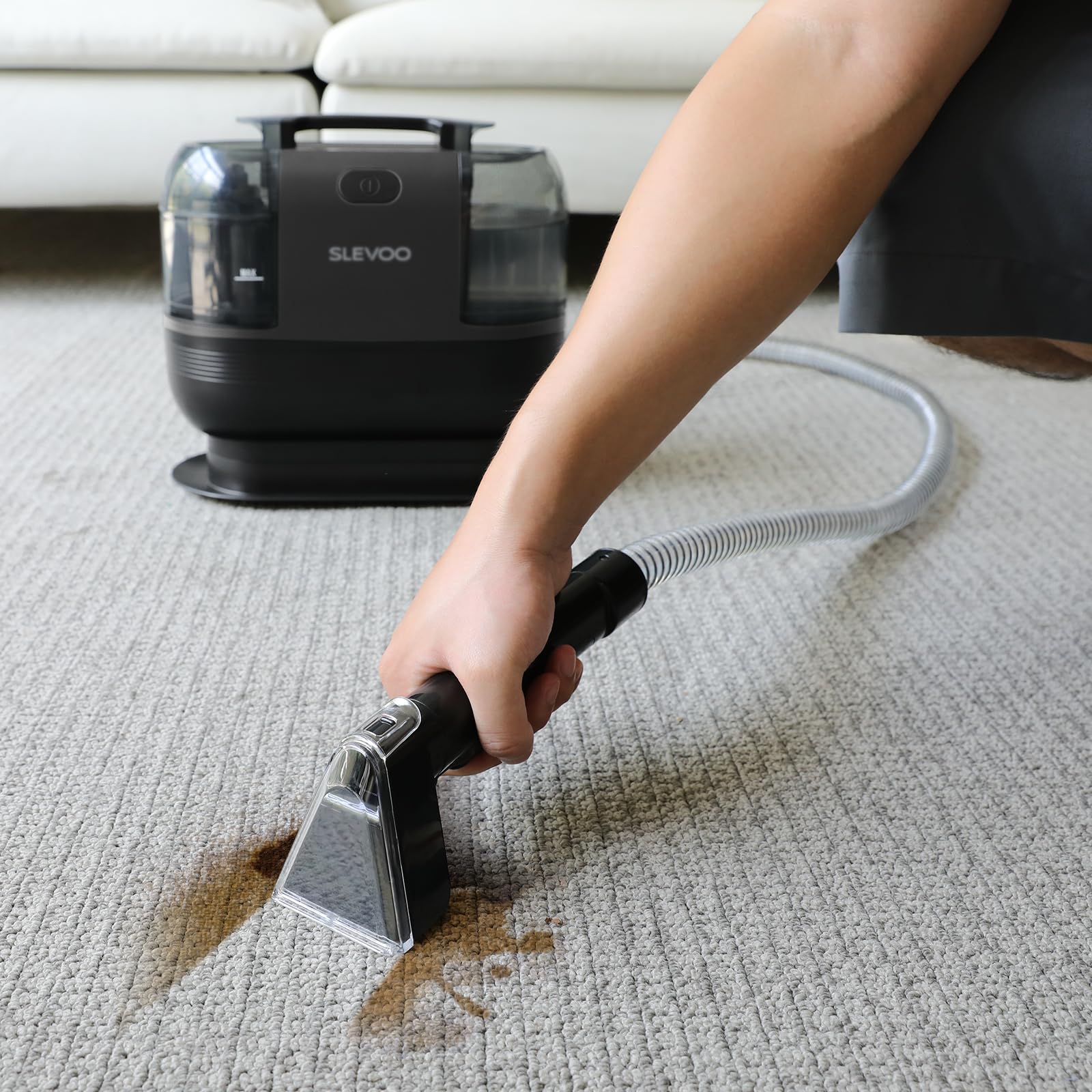 Carpet Cleaner Machine 12Kpa Strong Suction, 500W Powerful Motor, Portable Upholstery Cleaner for Pet Accident, Rugs, Carpet and Upholstery, Dark Gray