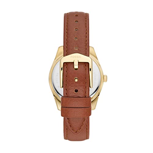 Fossil Women's Scarlette Mini Quartz Stainless Steel and Eco Leather Three-Hand Watch, Color: Gold, Brown (Model: ES5184)