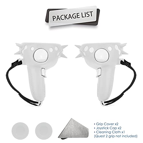 Controller Cover for Quest 2 Silicone Halo Strap VR Grip Protective Shell with Dumbbell Shape Holes & Cool Spikes Anti Shock Anti-Slip Anti Scratch No Signal Block Quest 2 Accessories (White)