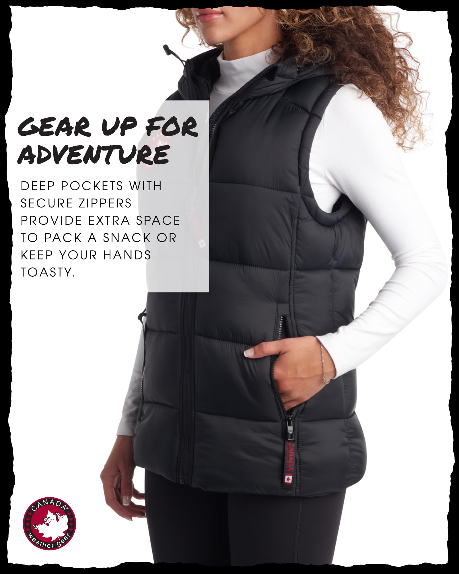 CANADA WEATHER GEAR Women’s Vest - Quilted Puffer Vest - Outerwear Sleeveless Jacket, S-XL, Size Medium, Black