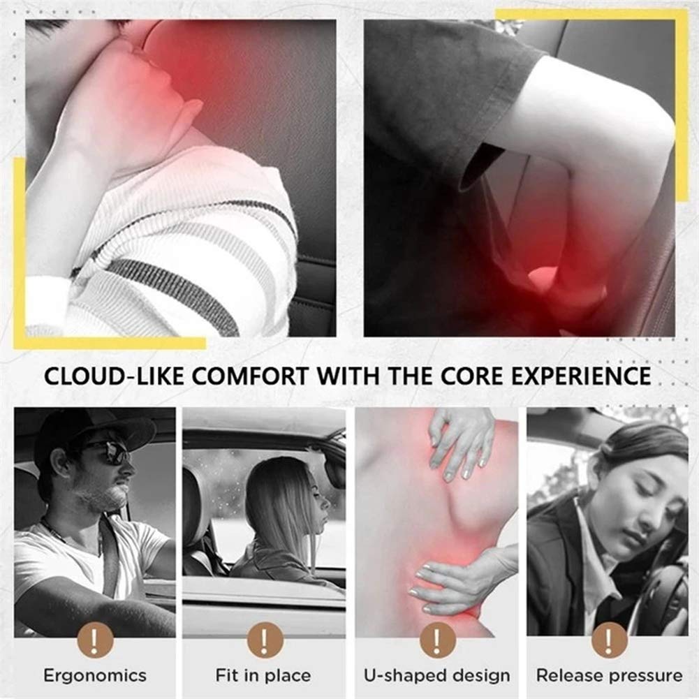 Car Seat Headrest Neck Rest Cushion, Car Seat Neck Pillow 100% Pure Memory Foam Neck Pillow with Breathable Removable Cover, Comfortable Ergonomic & Neck Pain Relief(14.17x11.8x3.9 in) (1 Pack, Black)