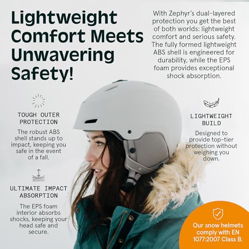 Retrospec Zephyr Ski Helmet - Snowboard Helmet for Adults & Youth- Adjustable Fit Snow Helmet with Protective Shell, and Breathable Vents for Men, Women, Boys and Girls