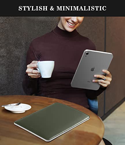 MoKo 9-11 Inch Tablet Sleeve, PU Leather Briefcase Slim Stylish Case Fits New 11-inch iPad Pro M4/iPad Air M2 2024, iPad Air 5/4/3th 10.9/10.5, iPad 10/9/8th Gen 10.9/10.2,Tab S8/S9 11, Midnight Green