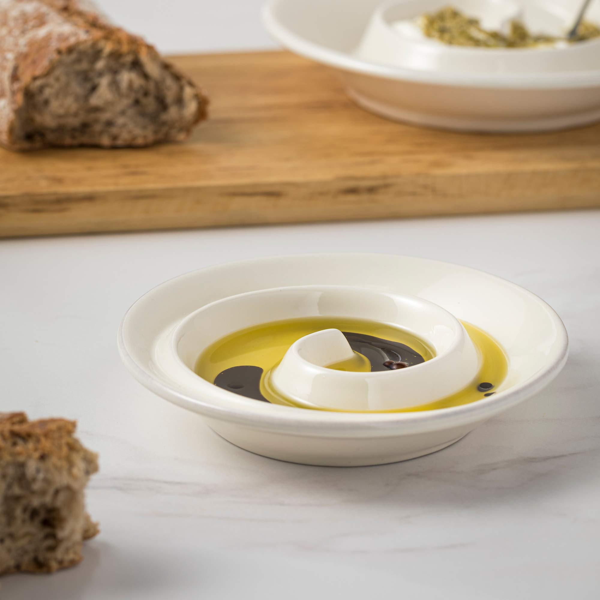 Casafina Ceramic Stoneware 8" Spiral Appetizer Dish - Cook & Host Collection, White | Microwave & Dishwasher Safe Dinnerware | Food Safe Glazing | Restaurant Quality Serveware