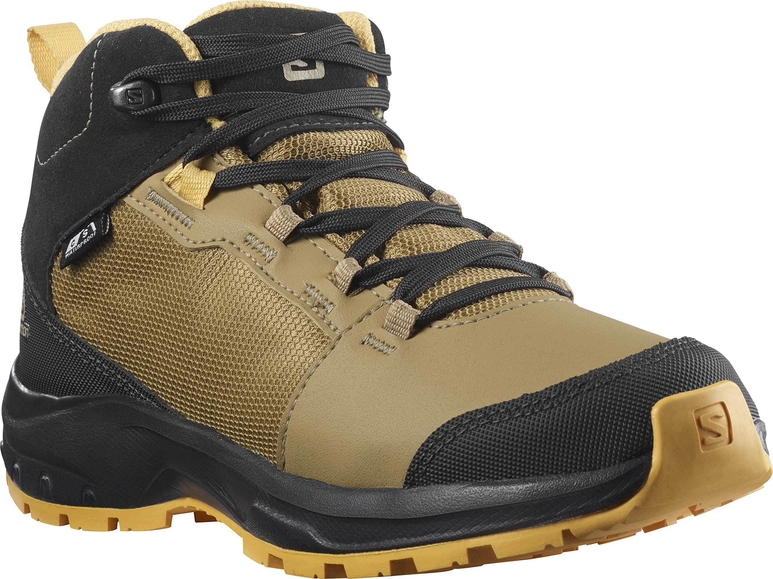 Salomon Kid's Outward CLIMASALOMON Waterproof Hiking Boots, Castor Gray/Black/Arrowwood, 3 Big Kid