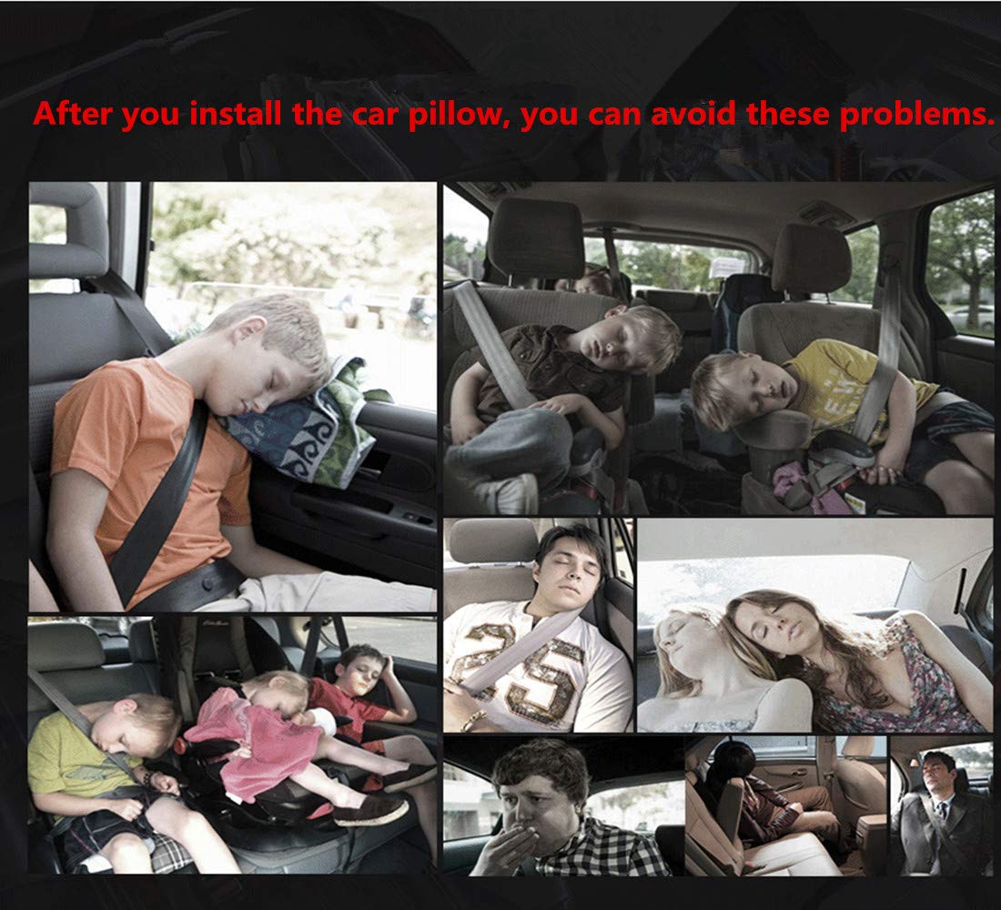 Car Side Headrest Pillow Head Neck Support On Both Sides Protect Neck Pillow Detachable 180 Degree Adjustable Travel Sleeping Suitable for Kids Adults