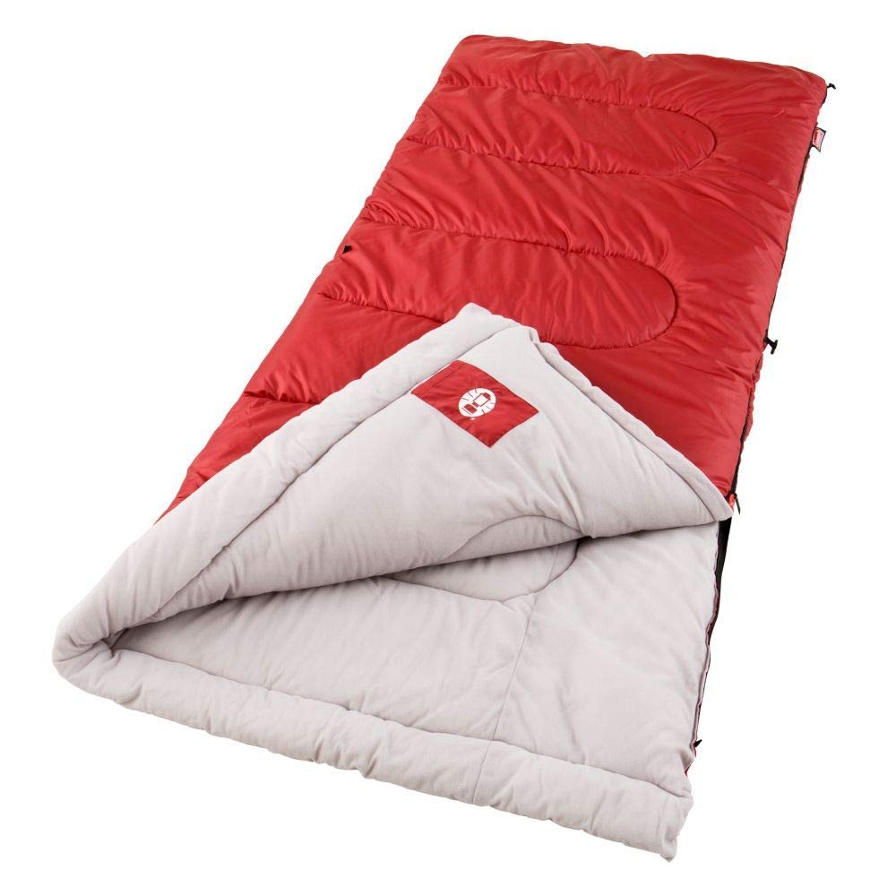 Coleman Sleeping Bag | 30°F Palmetto Sleeping Bag | Cool Weather Sleeping Bag, Red & Broadband Mesh Quad Camping Chair