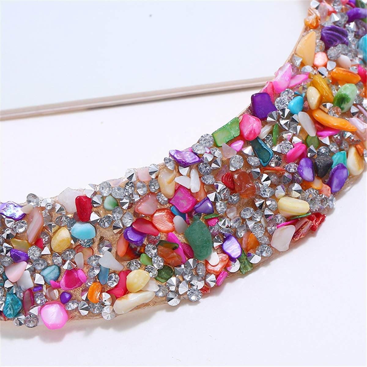 Rhinestone Collar Gold Alloy Metal Necklace For Women Stone Bangle Earring Jewelry Accessories 3pcs Sets (3pcs colorful sets)