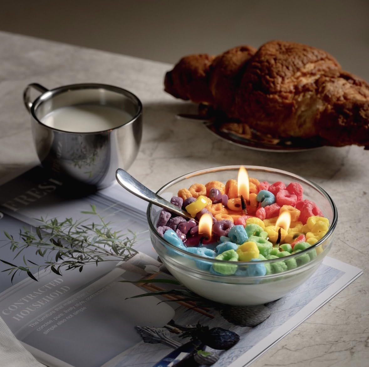 Generic Fruit Loops Cereal Scented Candle, Realistic Look, 3 Wicks