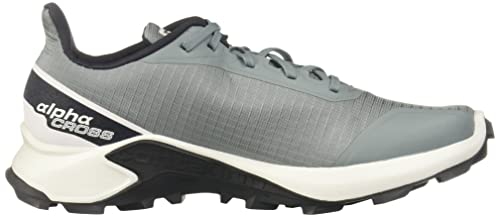Salomon Women's ALPHACROSS Hiking Shoe, Lead/White/India Ink, 12