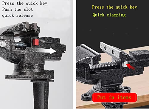 Dual-Purpose Combined Bench Vise or Table Vise, multifunctional jaw, Universal Rotate 360° Work Clamp-On Visewith Quick Adjustment, 3.3" black