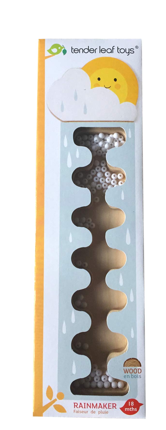 Tender Leaf Toys - Rainmaker - Portable Rain Sound Making Toy, Early Education Musical Instruments for Baby and Kids, Sensory Toy with Falling Beads - Age 18m +