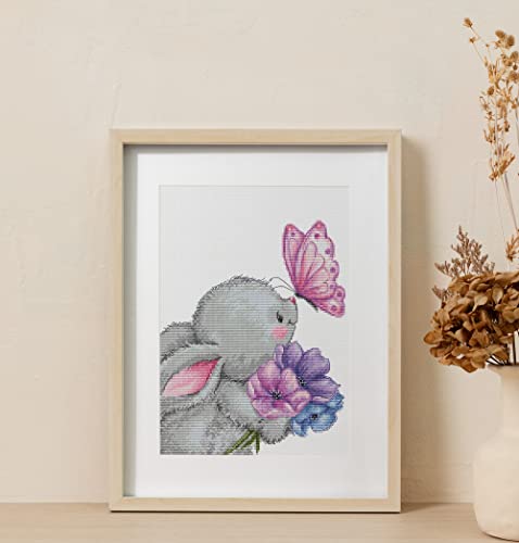 Luca-S Cross Stitch Kit - Rabbit and Butterfly, Counted Cross Stitch Kit, Embroidery Needlecraft Kit