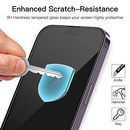 JETech Full Coverage Screen Protector for iPhone 14 Pro Max 6.7-Inch (NOT FOR iPhone 14 Pro 6.1-Inch), Black Edge Tempered Glass Film with Easy Installation Tool, Case-Friendly, HD Clear, 3-Pack