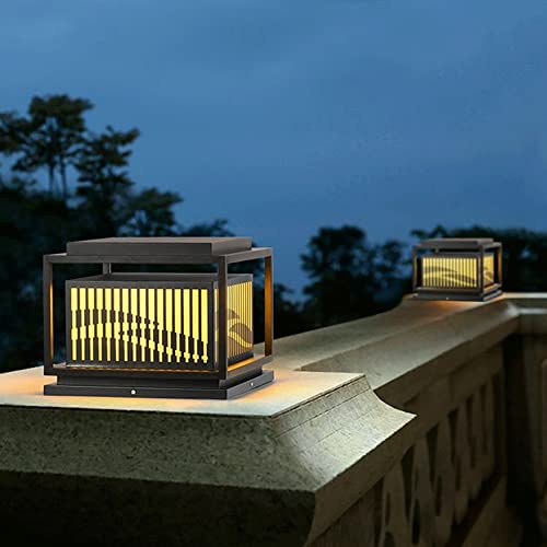 JSBDPHW Simple Style Metal Square Column Light LED Light Source Outdoor Waterproof Pillar Lamp Villa Courtyard Post Light Lawn Light Landscape Light