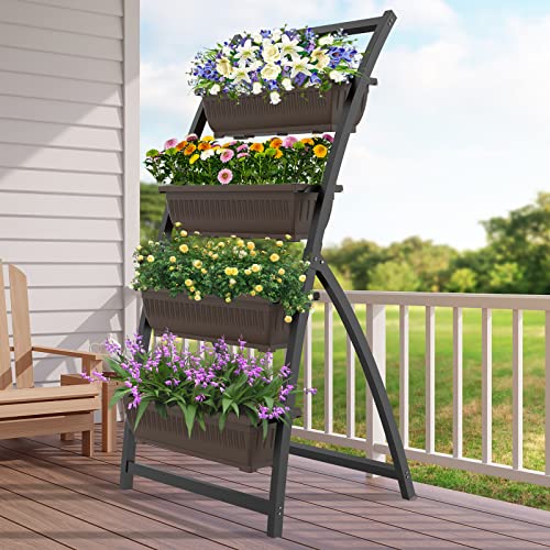 G TALECO GEAR Vertical Garden Planter, 4-Tier Vertical Raised Garden Bed, Vertical Elevated Planter for Indoor and Outdoor, Perfect for Vegetables Flowers