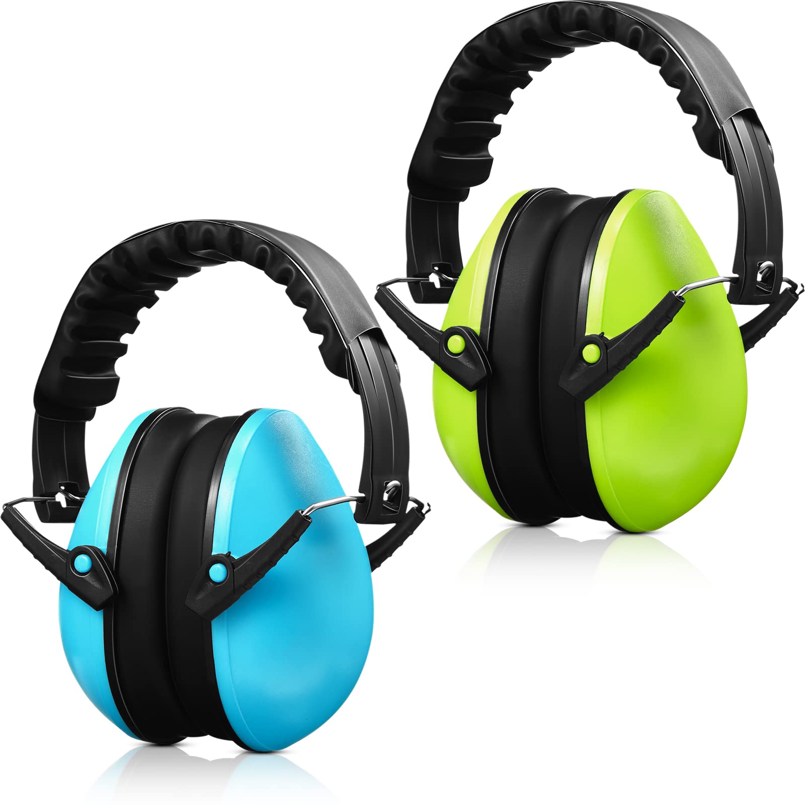 Chumia 2 Pcs Kids Ear Protection Noise Reduction Earmuff Adjustable Hearing Protection Earmuffs Kids Toddler(Blue, Green)