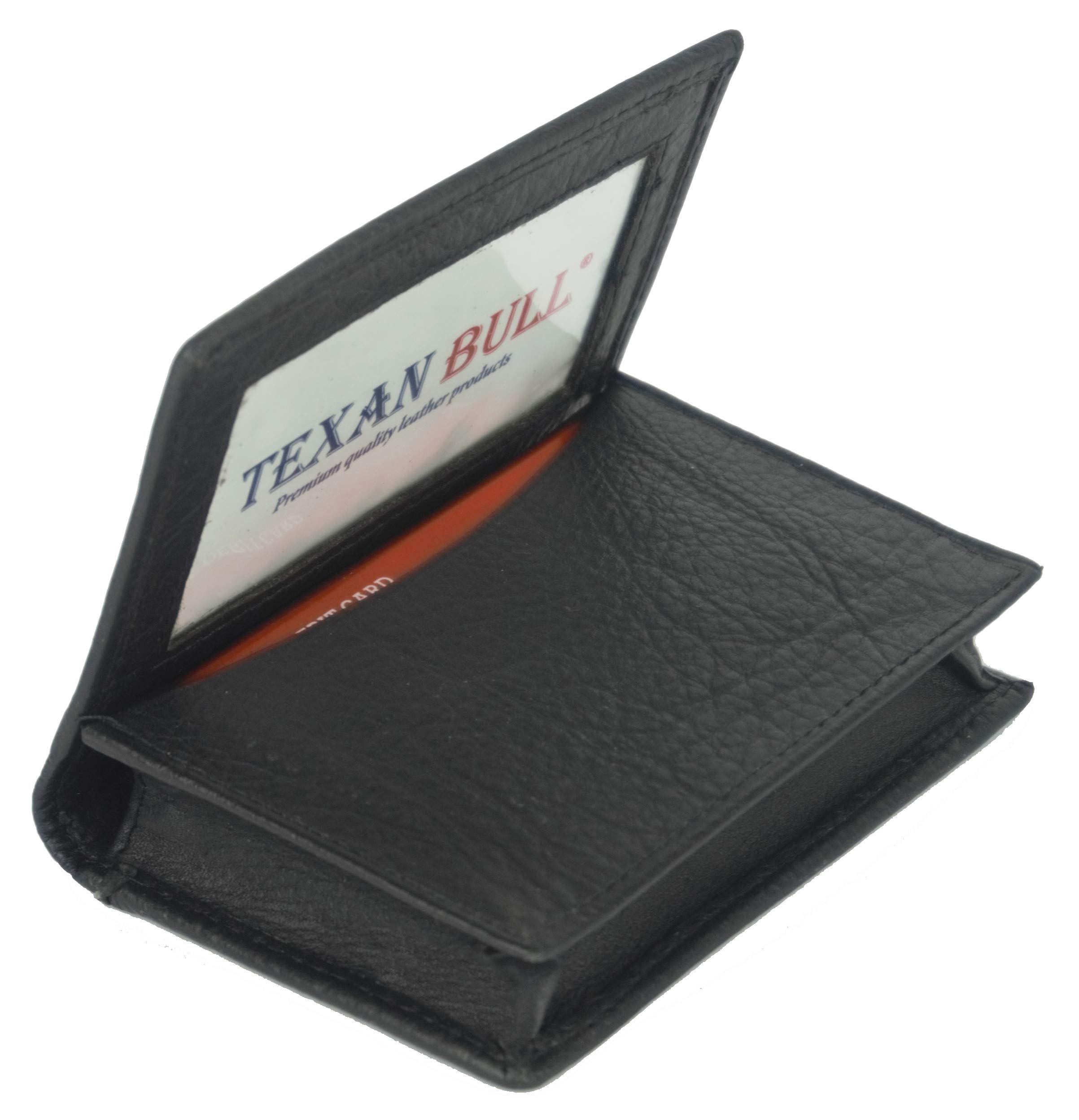 Texan Bull Credit Card Holder RFID Signal Blocking Unisex Slim Bifold Business Card Organizer Wallet (Black)
