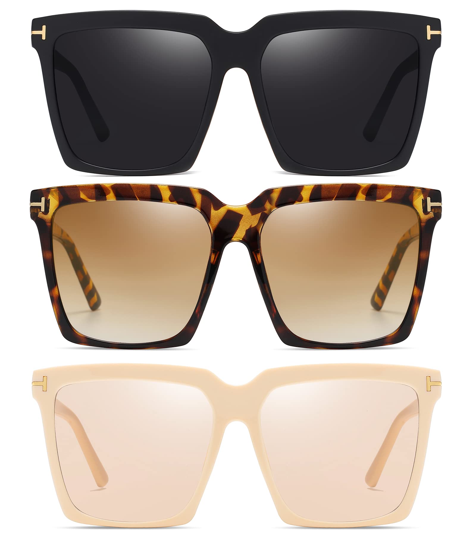 DioKiw Oversize Square Sunglasses for Women Retro Luxury Big Frame Sun Glasses 100% UV Protection Travel Goggles