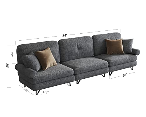 HOMERILLA Sectional Sofa, Modular Sofa, Modern Loveseat Living Room Seater Sofa with Armrest, Sleeper Bed Couch, Easy to Clean Sofa, L-Shape Sofa, 3-Seat Sofa, Dark Grey